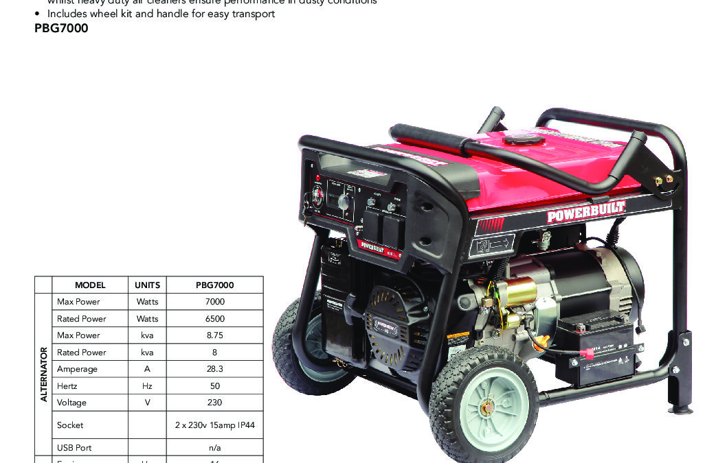 POS - Generators January 2020_PBG7000 - Power Built Tools